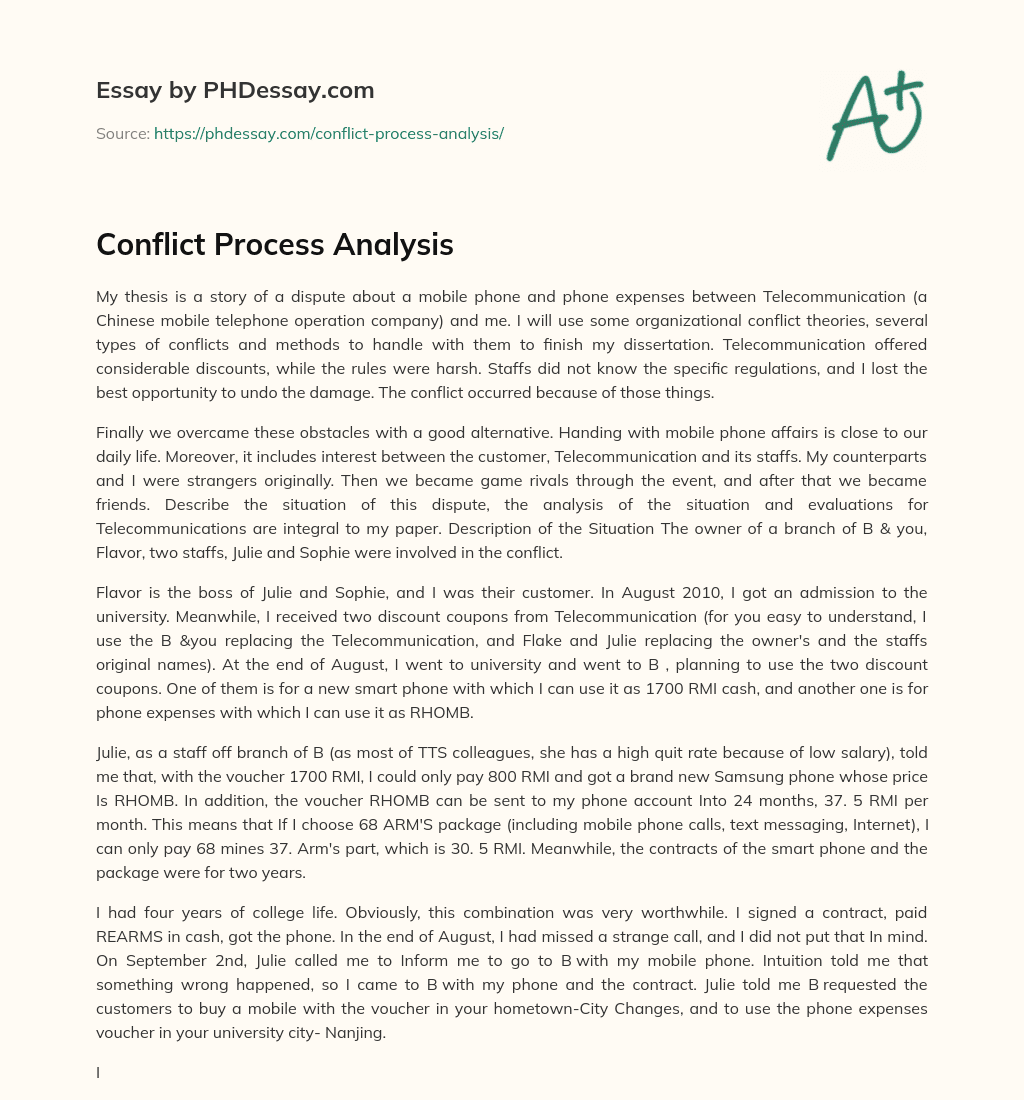 Conflict Process Analysis - PHDessay.com