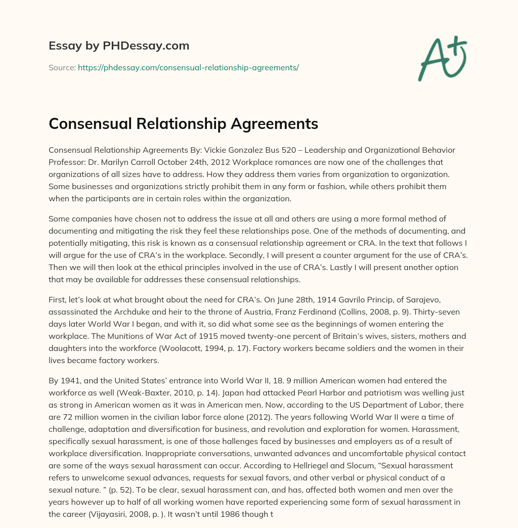 Consensual Relationship Agreements - PHDessay.com