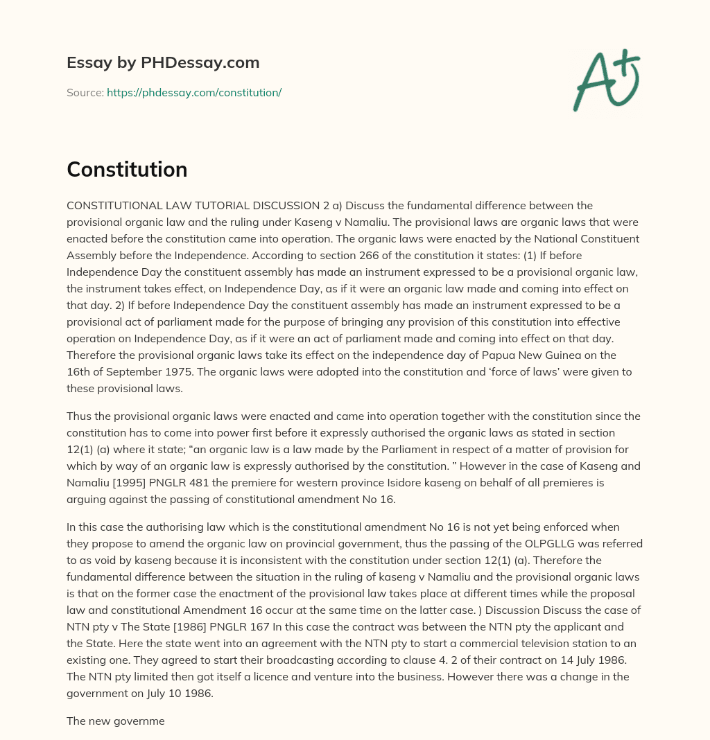 Constitution - PHDessay.com