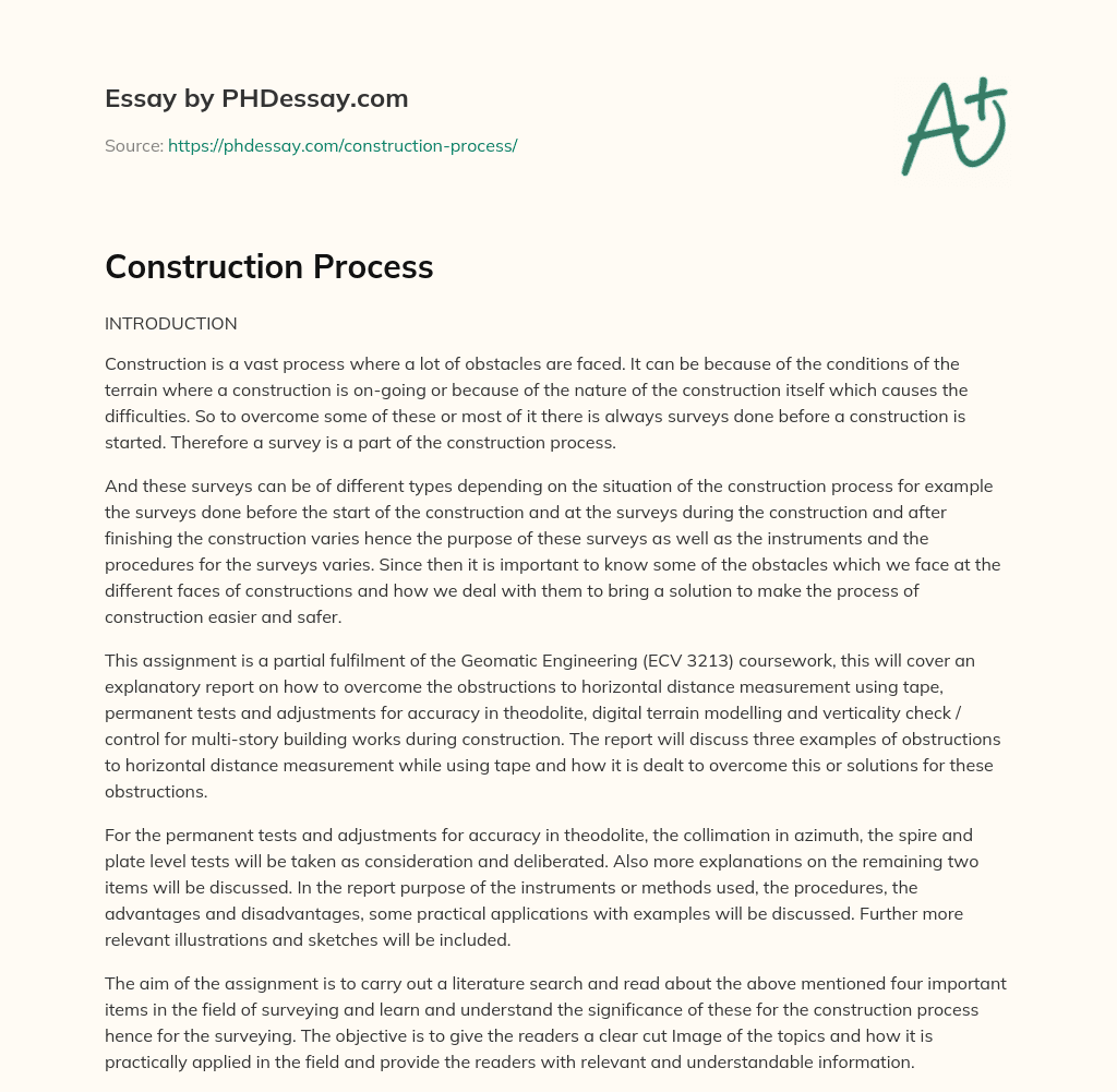 Construction Process (400 Words) - PHDessay.com
