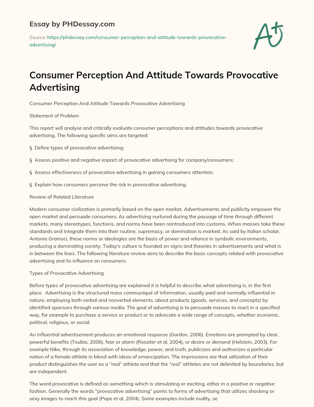 Consumer Perception And Attitude Towards Provocative Advertising ...