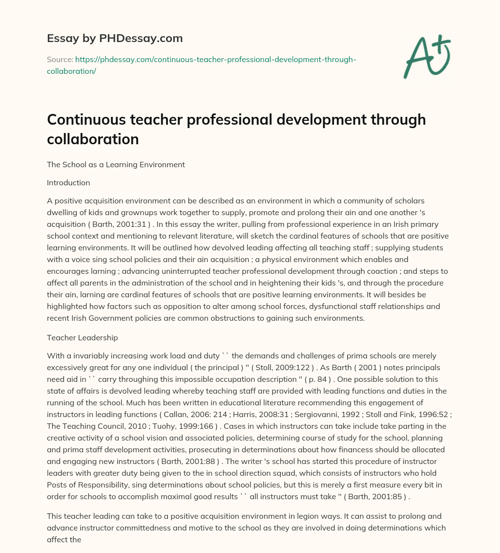 Continuous teacher professional development through collaboration ...