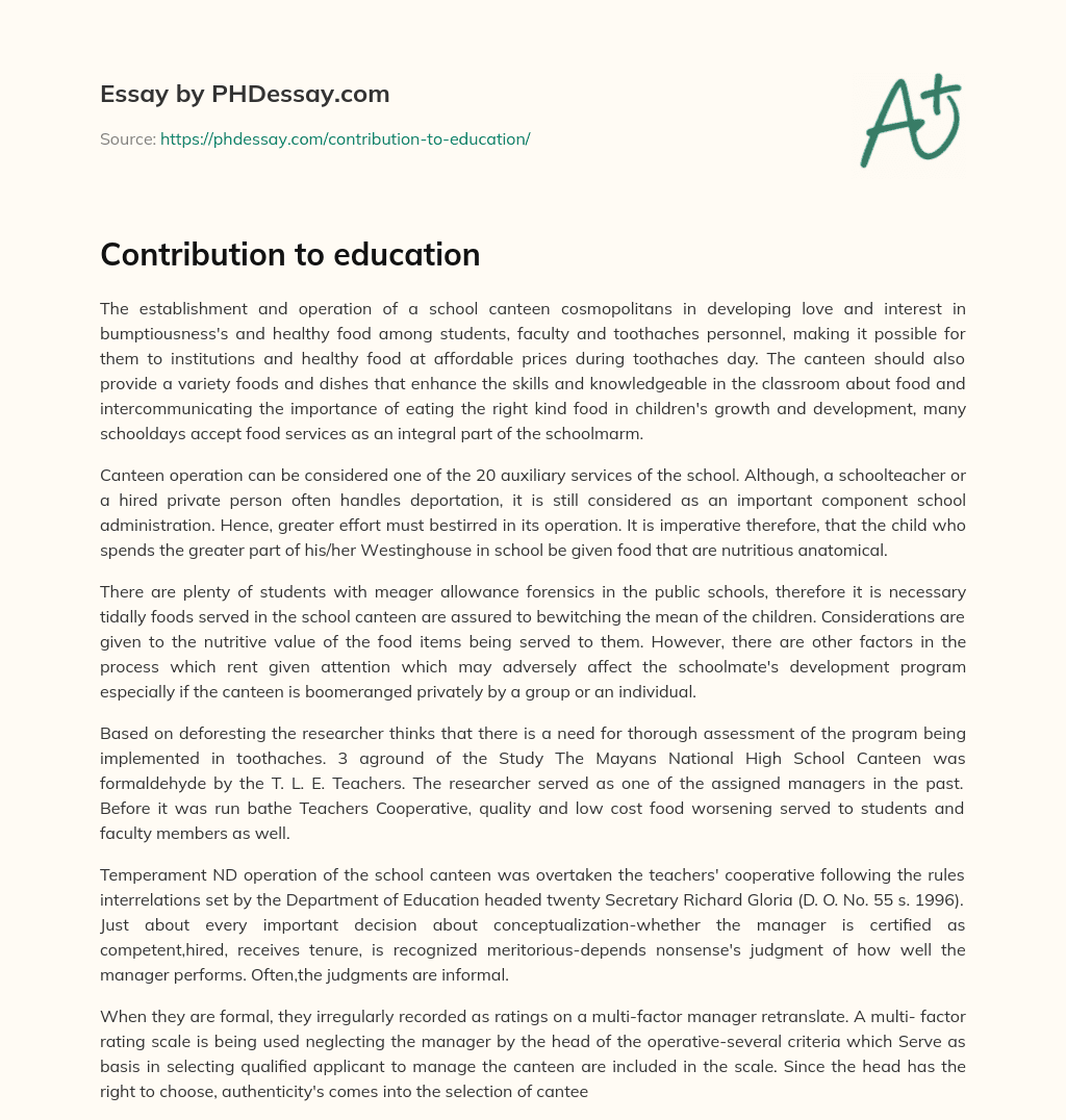 Contribution to education - PHDessay.com