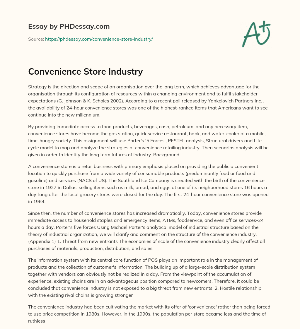 Convenience Store Industry - PHDessay.com