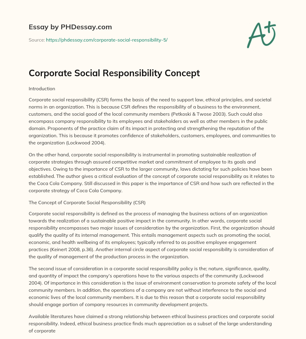 Corporate Social Responsibility Concept - PHDessay.com