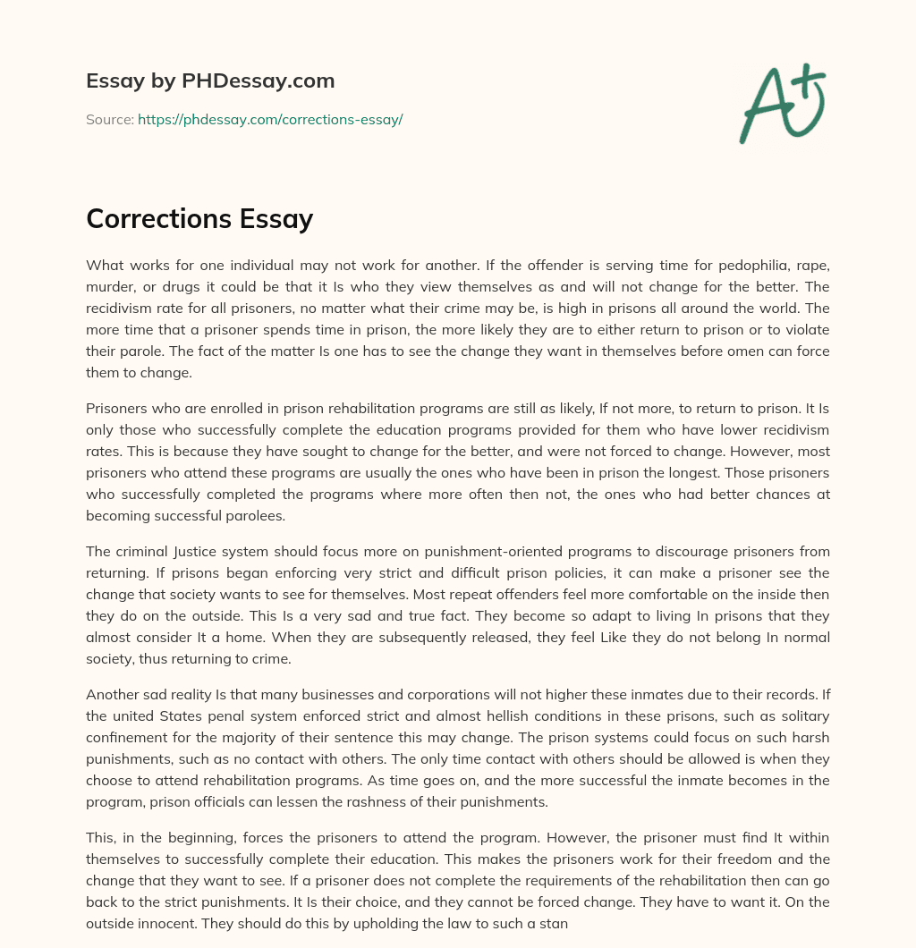 Corrections Essay - PHDessay.com