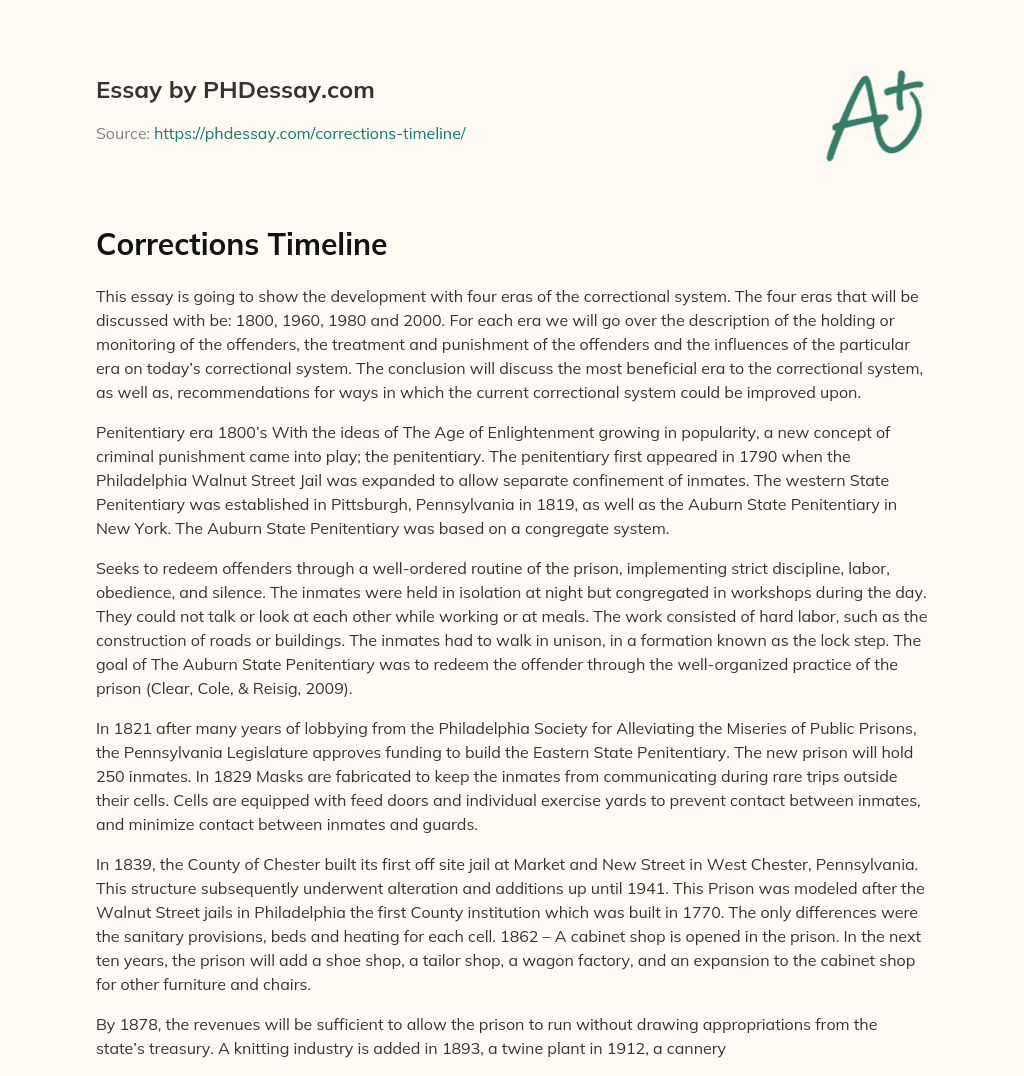 Corrections Timeline - PHDessay.com