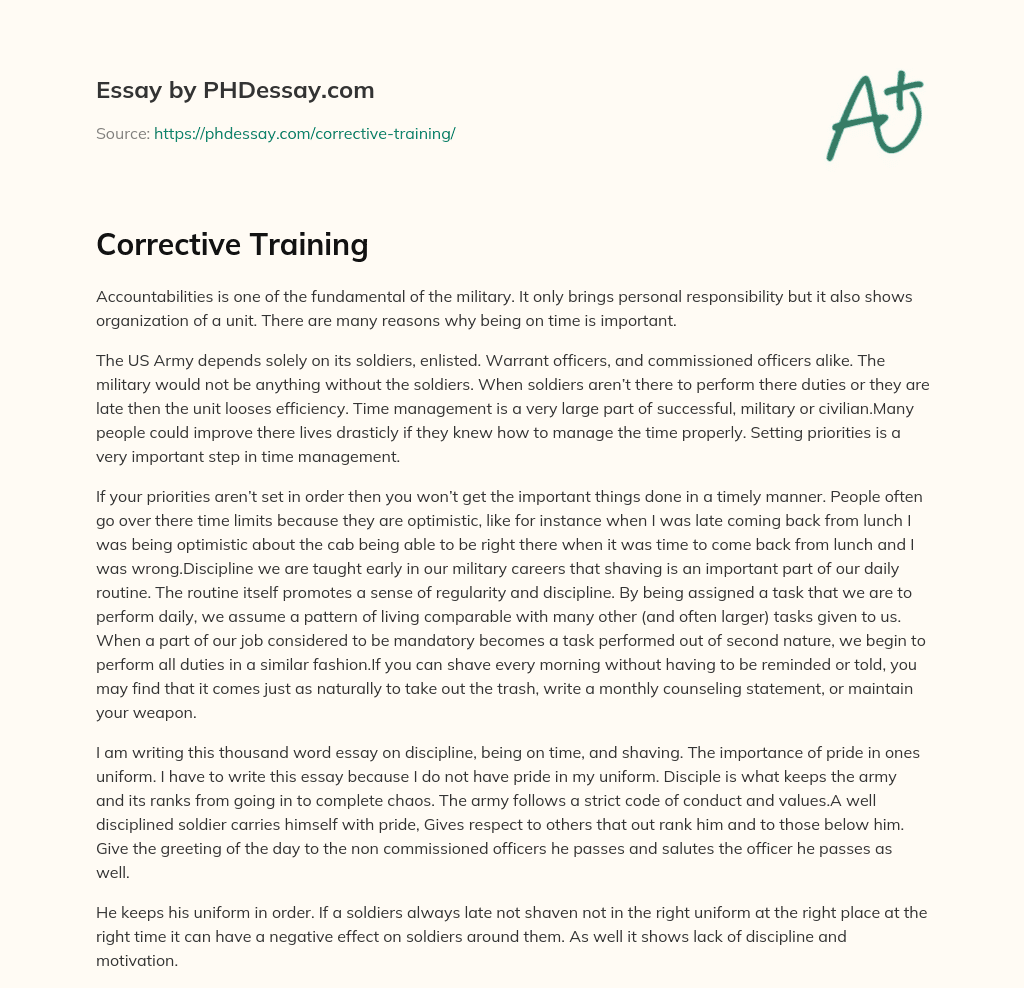 Corrective Training (400 Words) - PHDessay.com