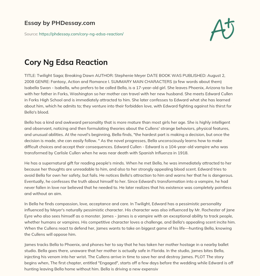 Cory Ng Edsa Reaction - PHDessay.com