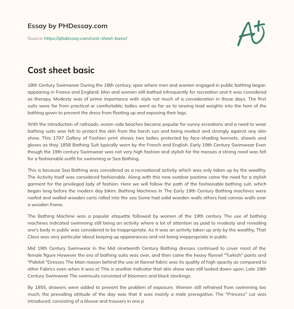 Cost sheet basic - PHDessay.com