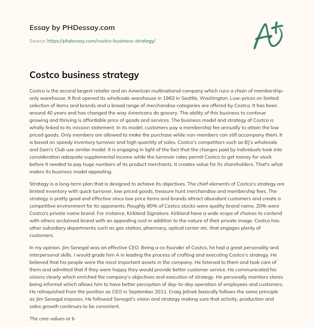 Costco business strategy - PHDessay.com