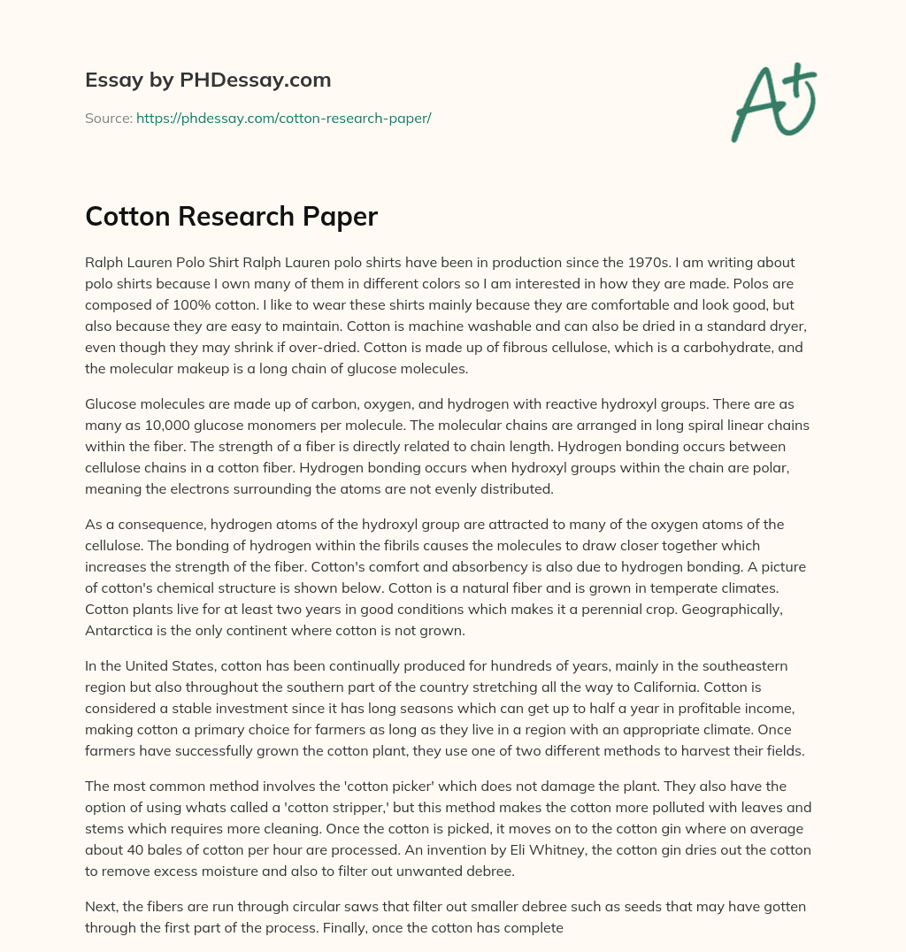Cotton Research Paper - PHDessay.com