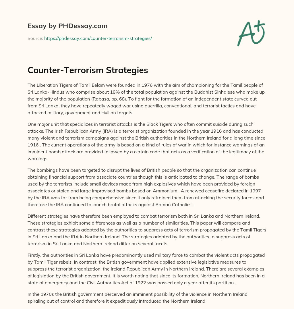 Counter-Terrorism Strategies - PHDessay.com