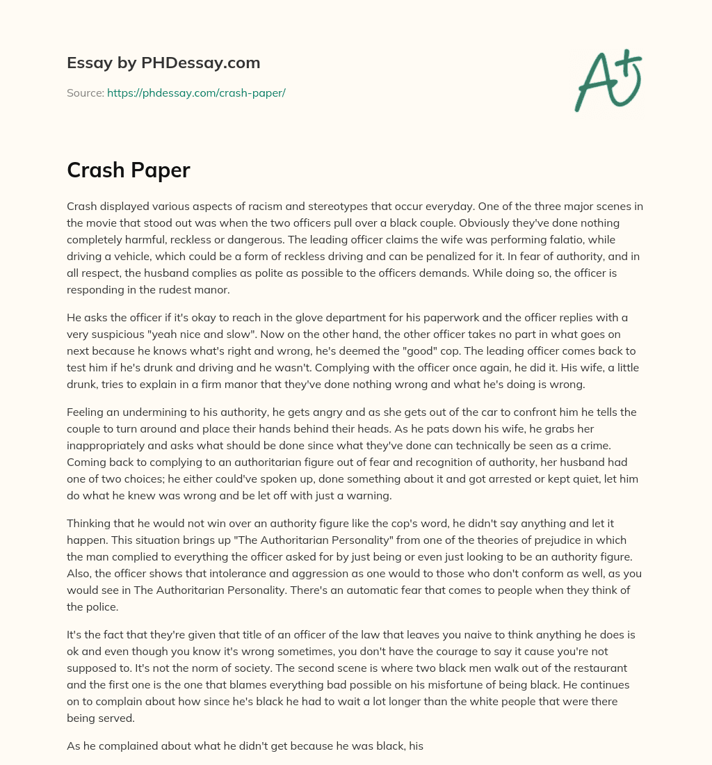 Crash Paper - PHDessay.com