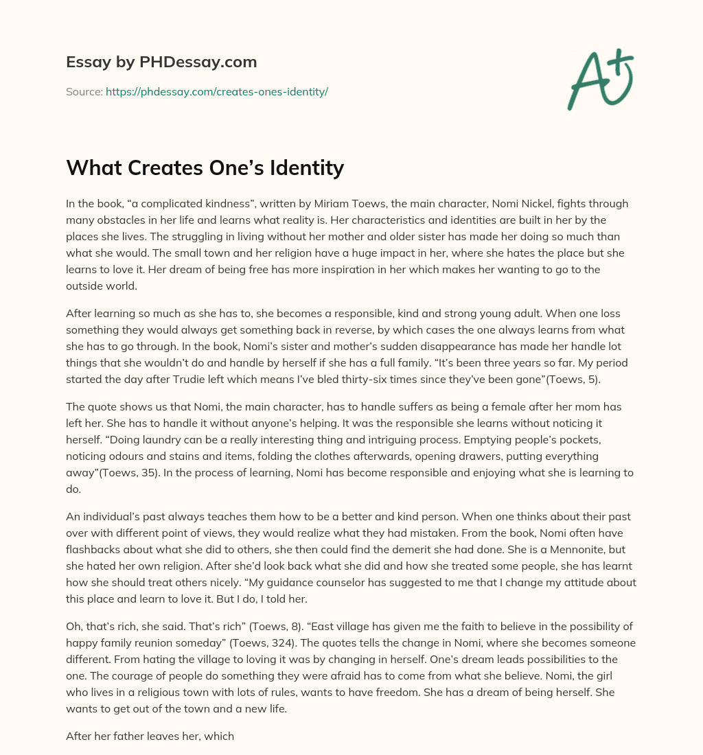 What Creates One’s Identity - PHDessay.com