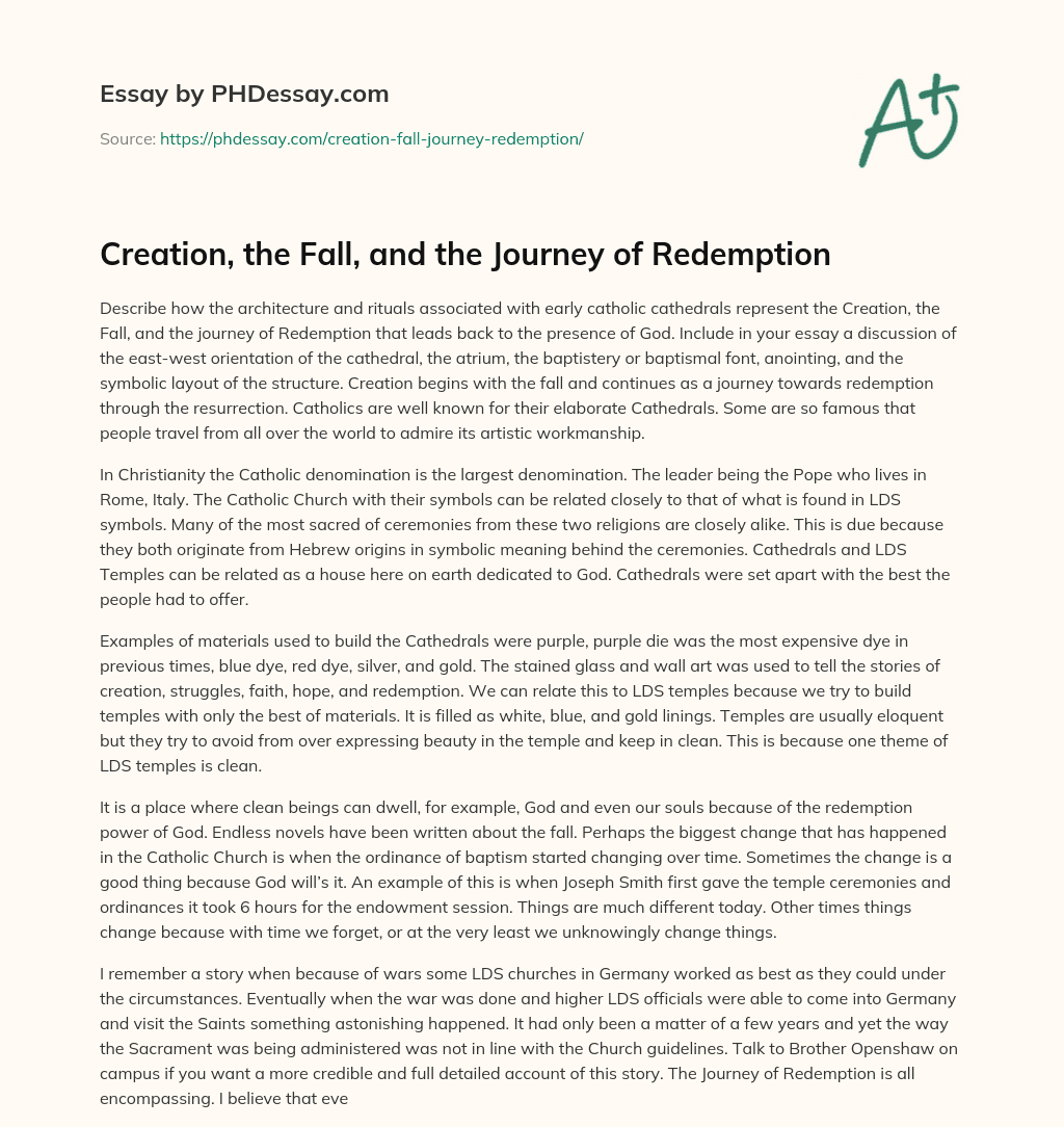 Creation, the Fall, and the Journey of Redemption - PHDessay.com