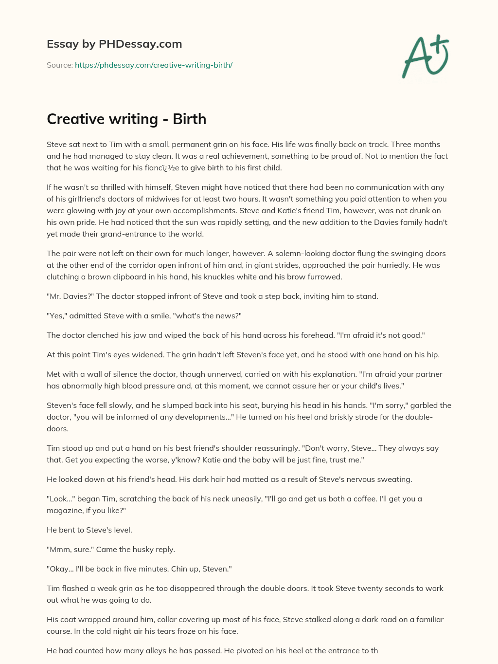Creative writing - Birth - PHDessay.com