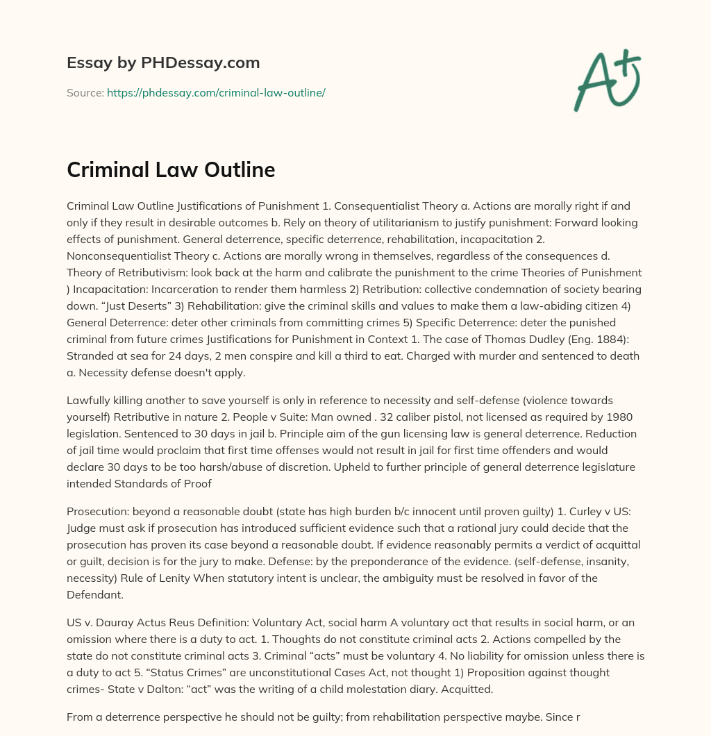 Criminal Law Outline - PHDessay.com
