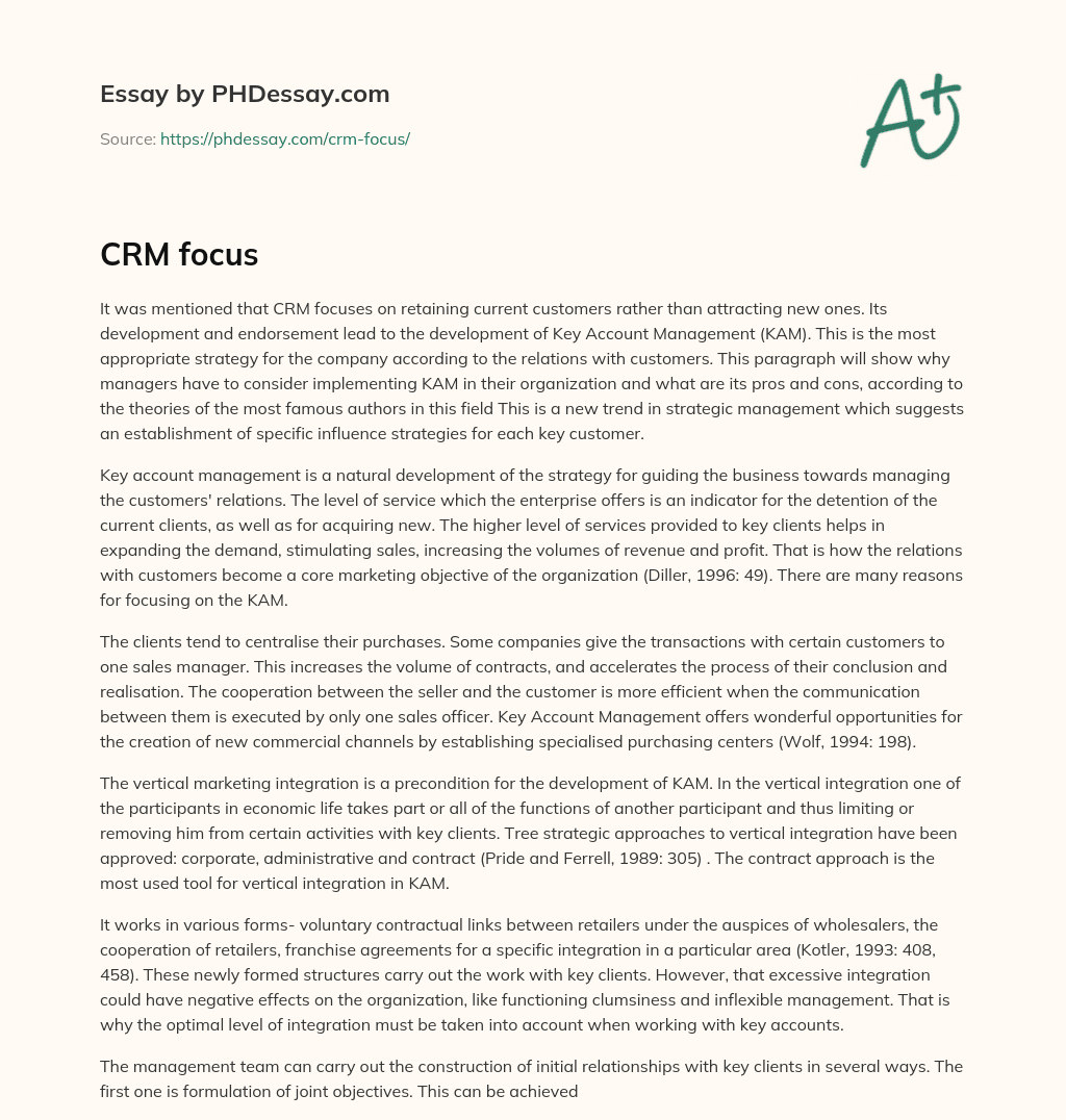 CRM focus - PHDessay.com