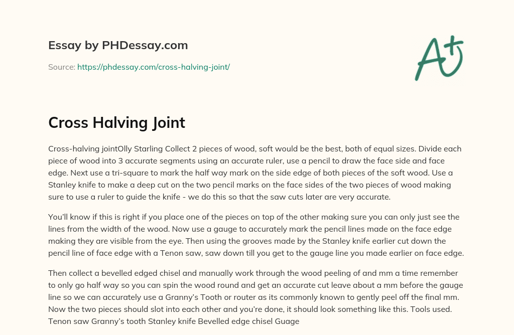Cross Halving Joint (300 Words) - PHDessay.com