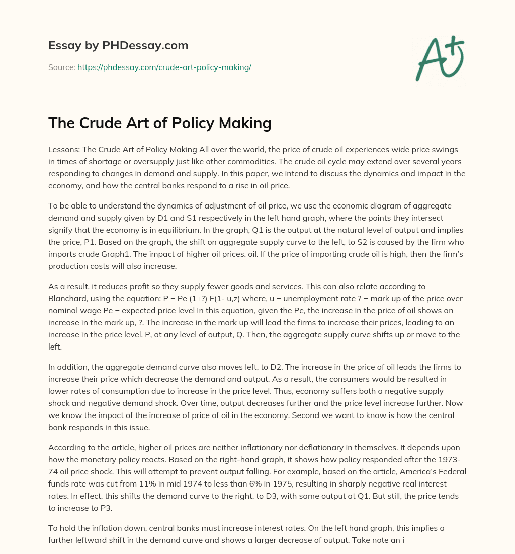 The Crude Art of Policy Making - PHDessay.com