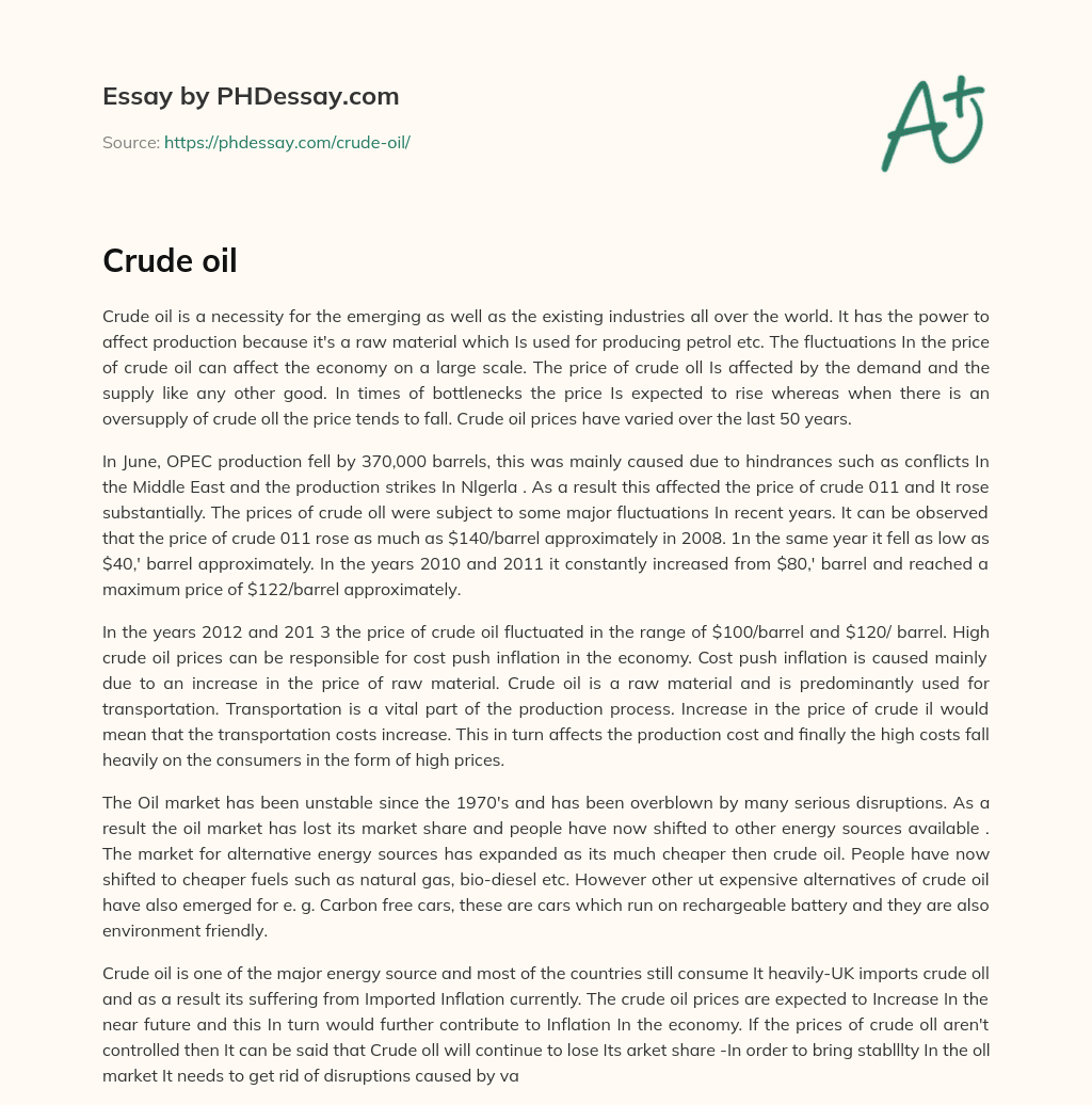 Crude oil - PHDessay.com