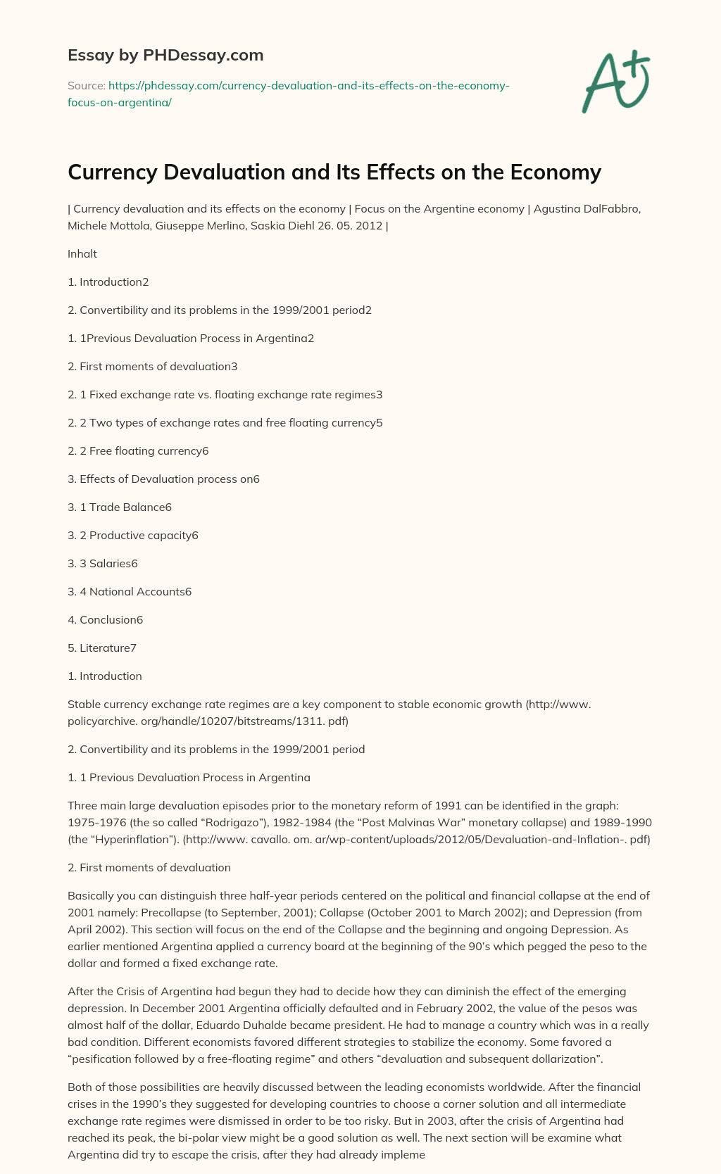 Currency Devaluation and Its Effects on the Economy - PHDessay.com