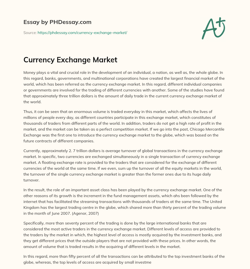 Currency Exchange Market - PHDessay.com