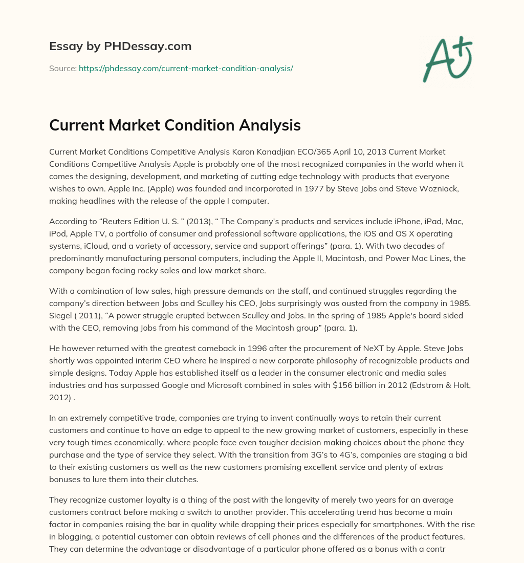 Current Market Condition Analysis - PHDessay.com
