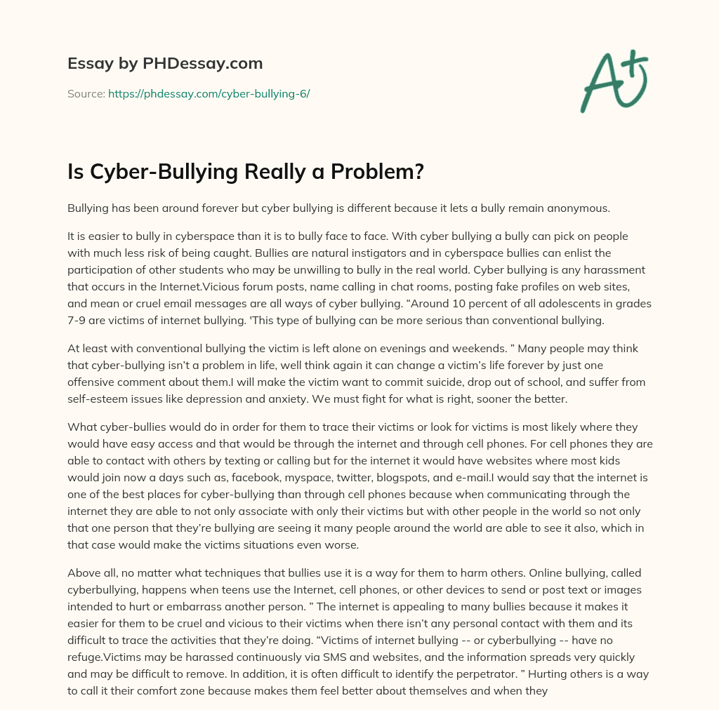 Is Cyber-Bullying Really a Problem? - PHDessay.com