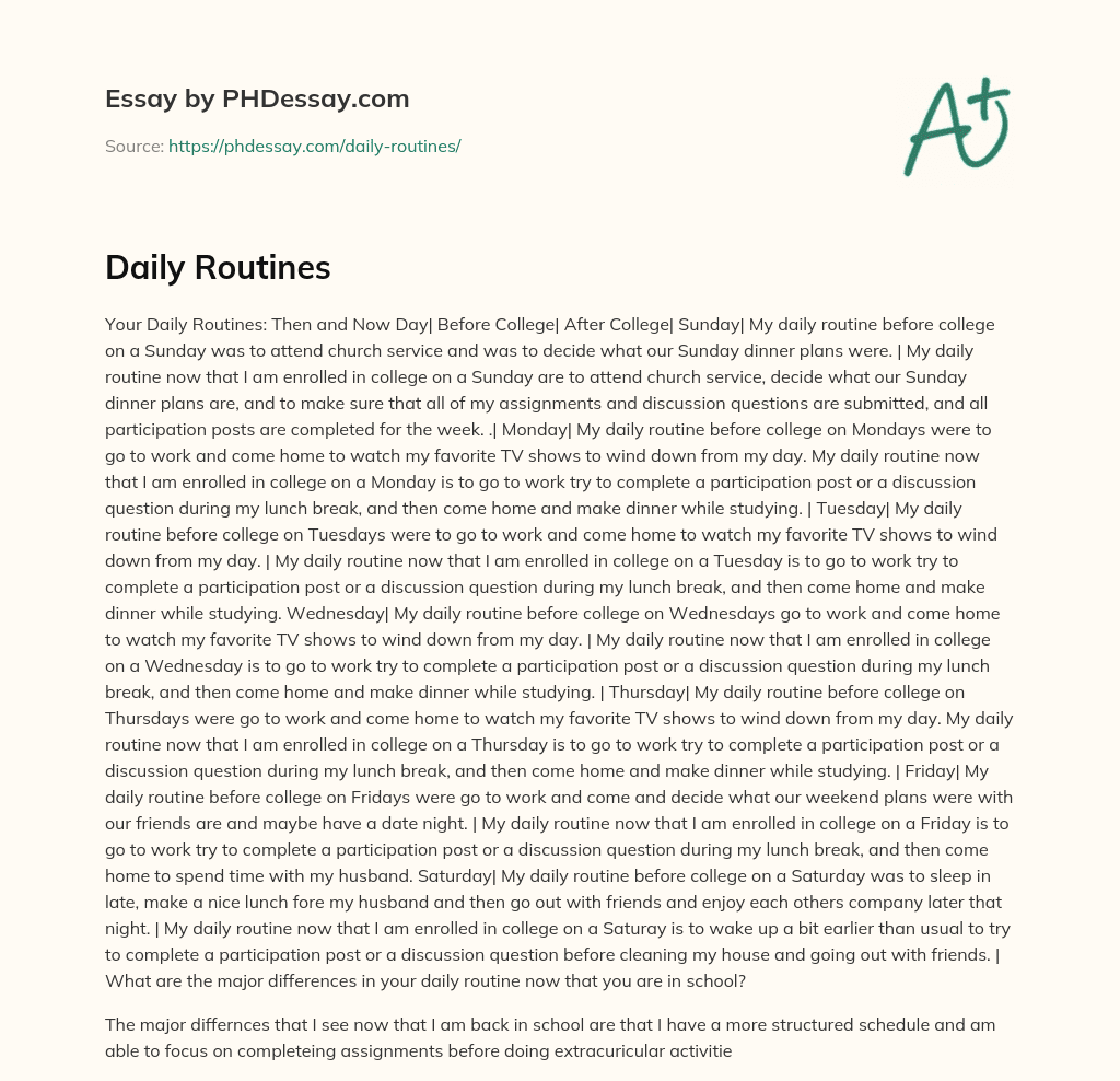 Daily Routines - PHDessay.com