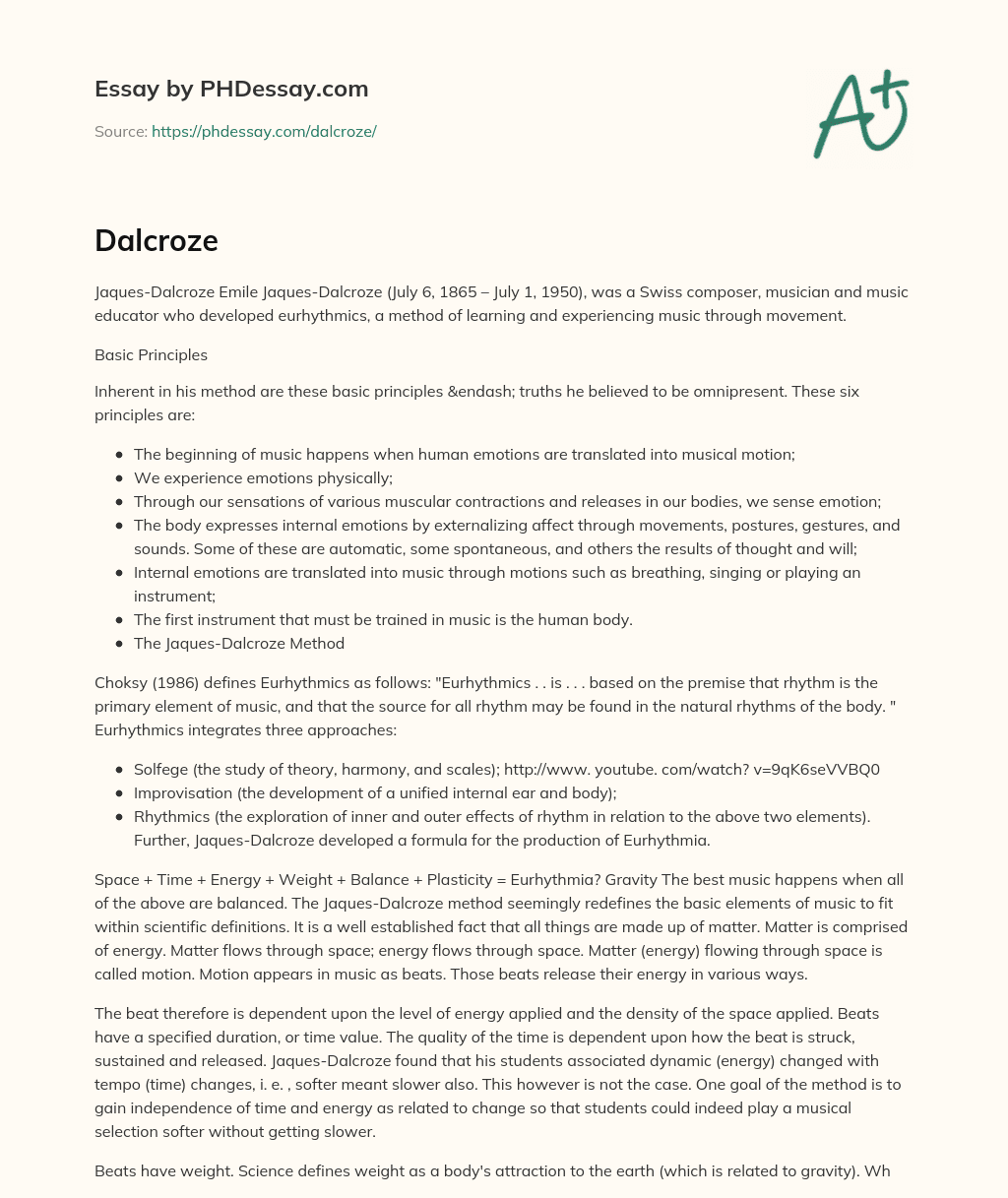 Dalcroze - PHDessay.com