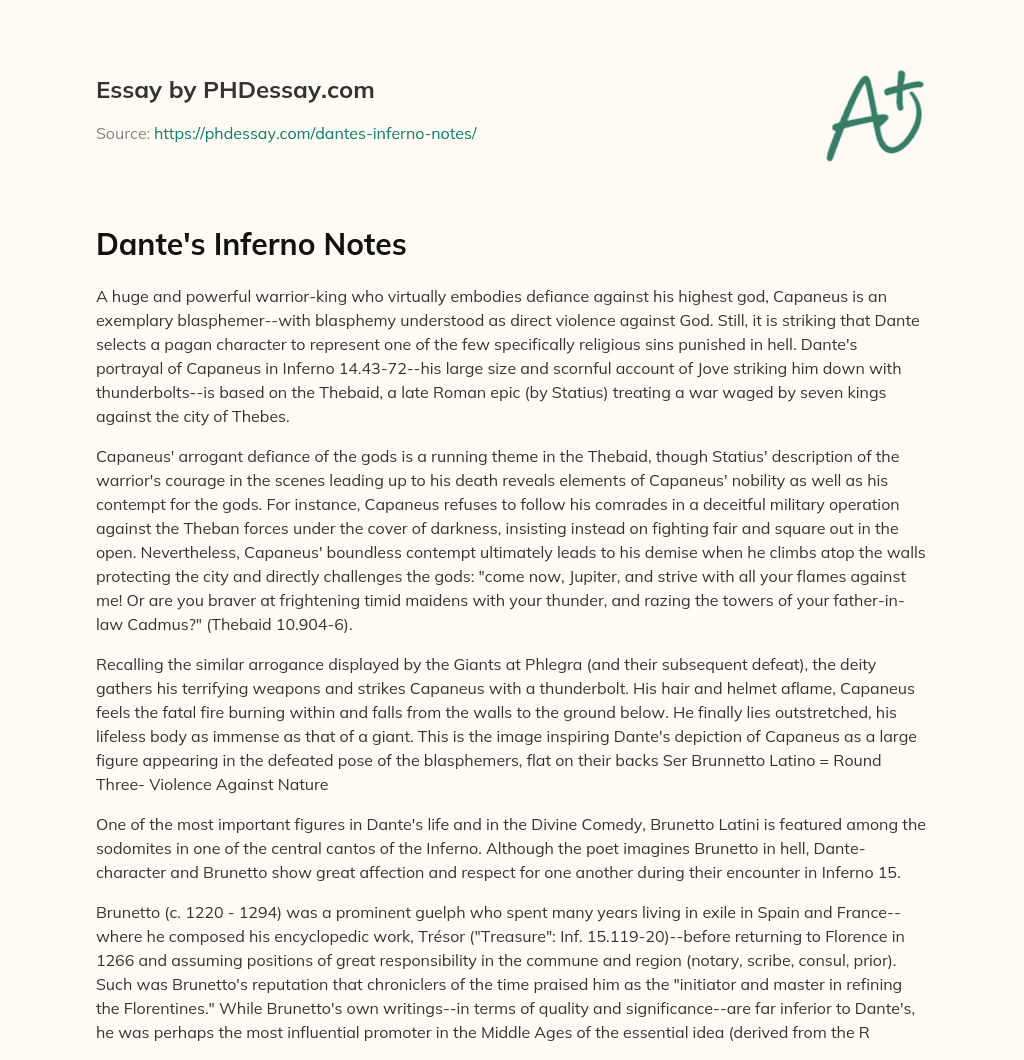 Dante's Inferno Notes - PHDessay.com