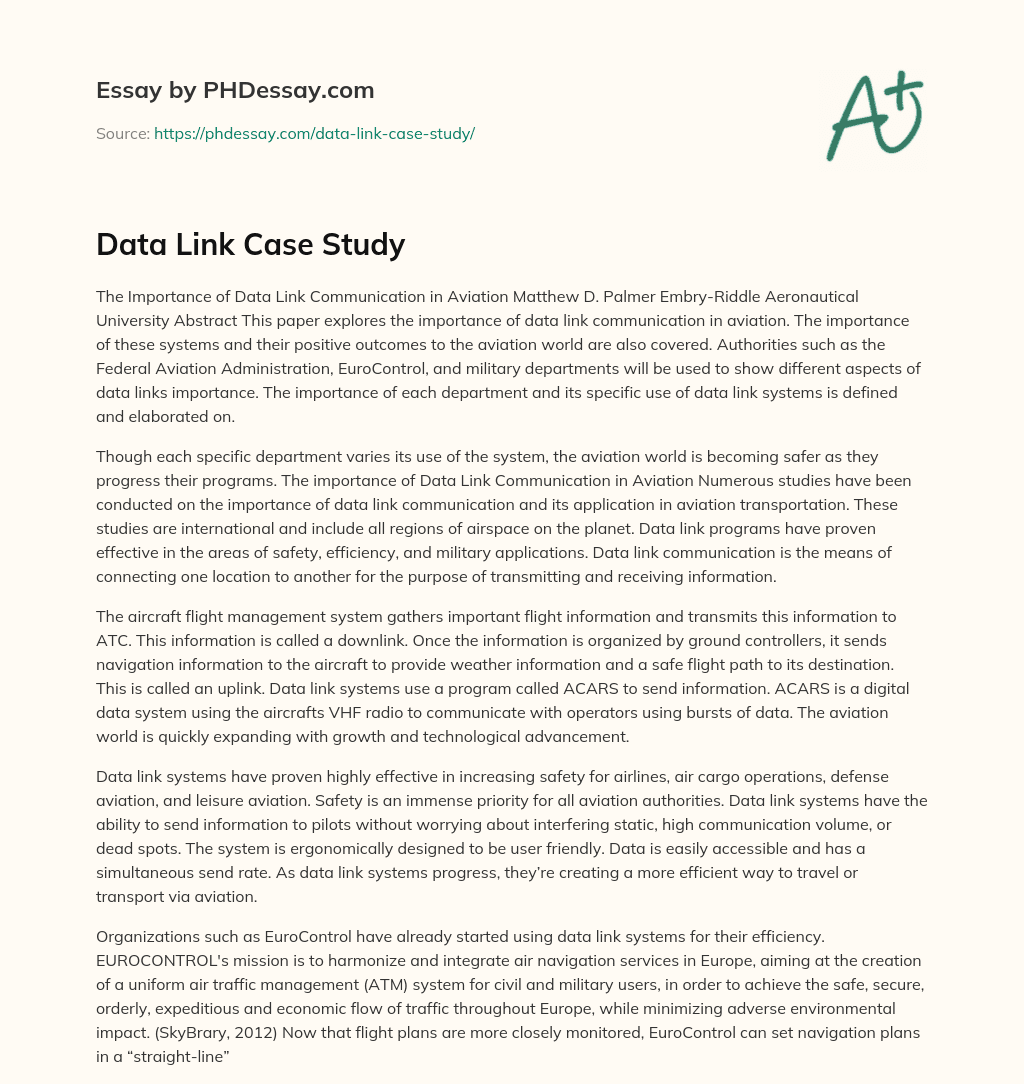 Data Link Case Study - PHDessay.com