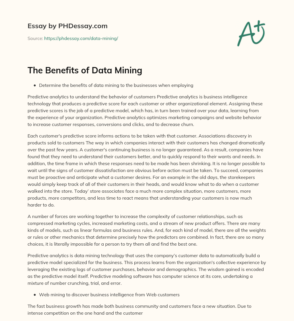 The Benefits of Data Mining - PHDessay.com