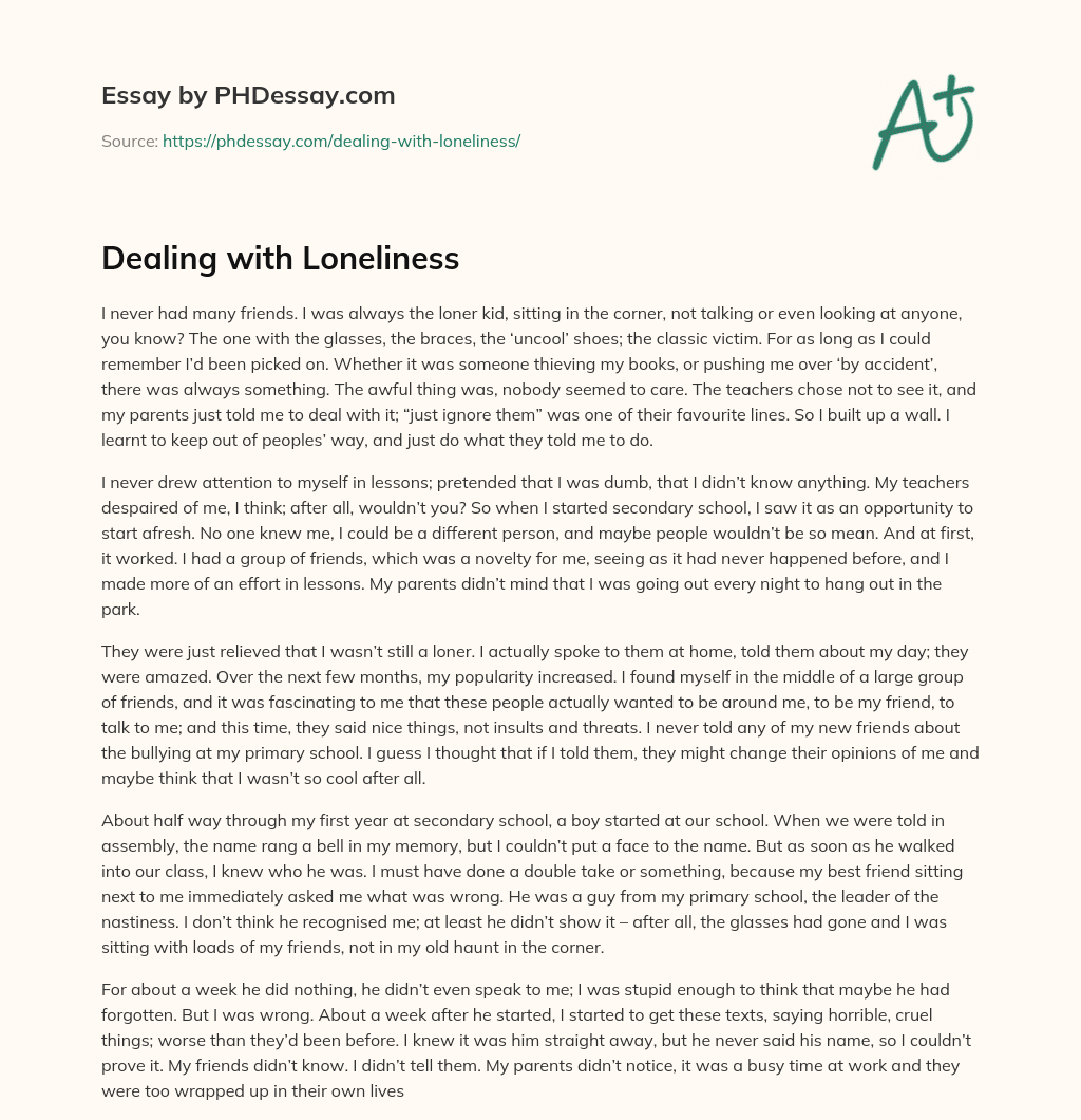 Dealing with Loneliness - PHDessay.com