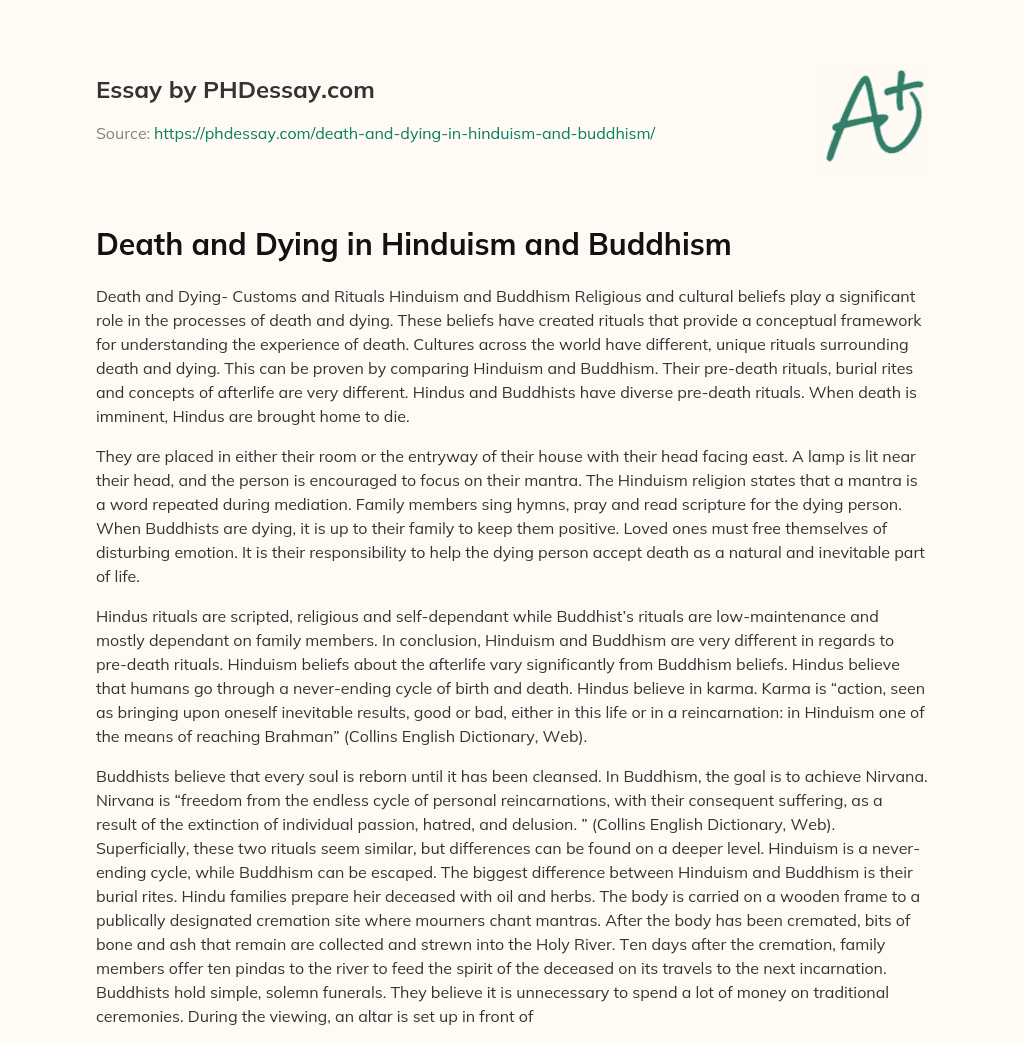 Death and Dying in Hinduism and Buddhism - PHDessay.com