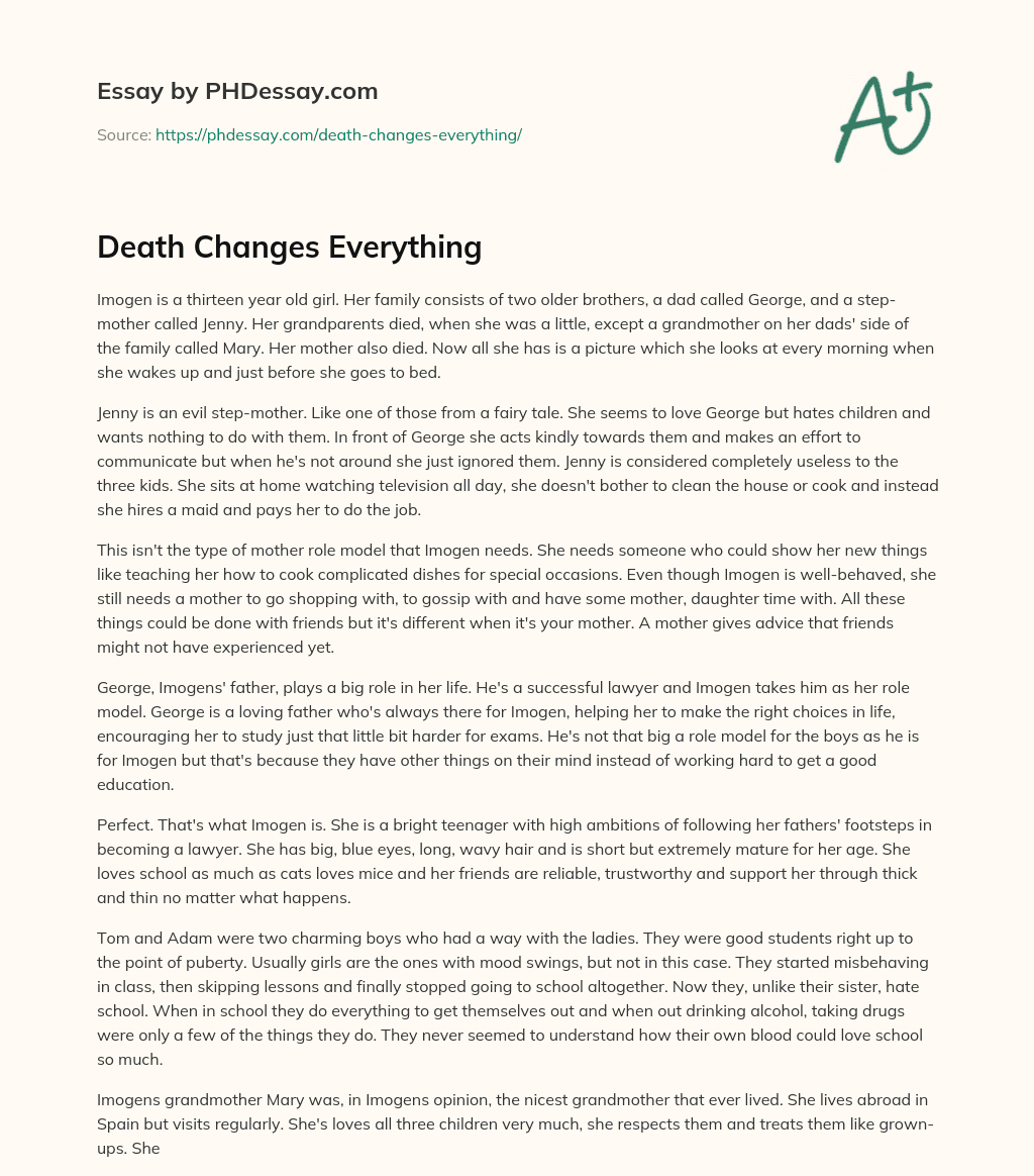 Death Changes Everything - PHDessay.com