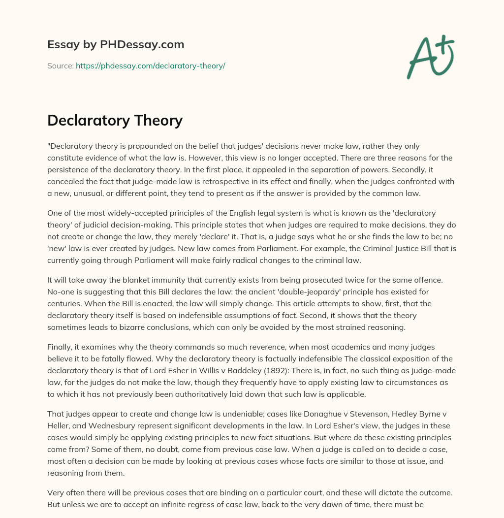 Declaratory Theory - PHDessay.com
