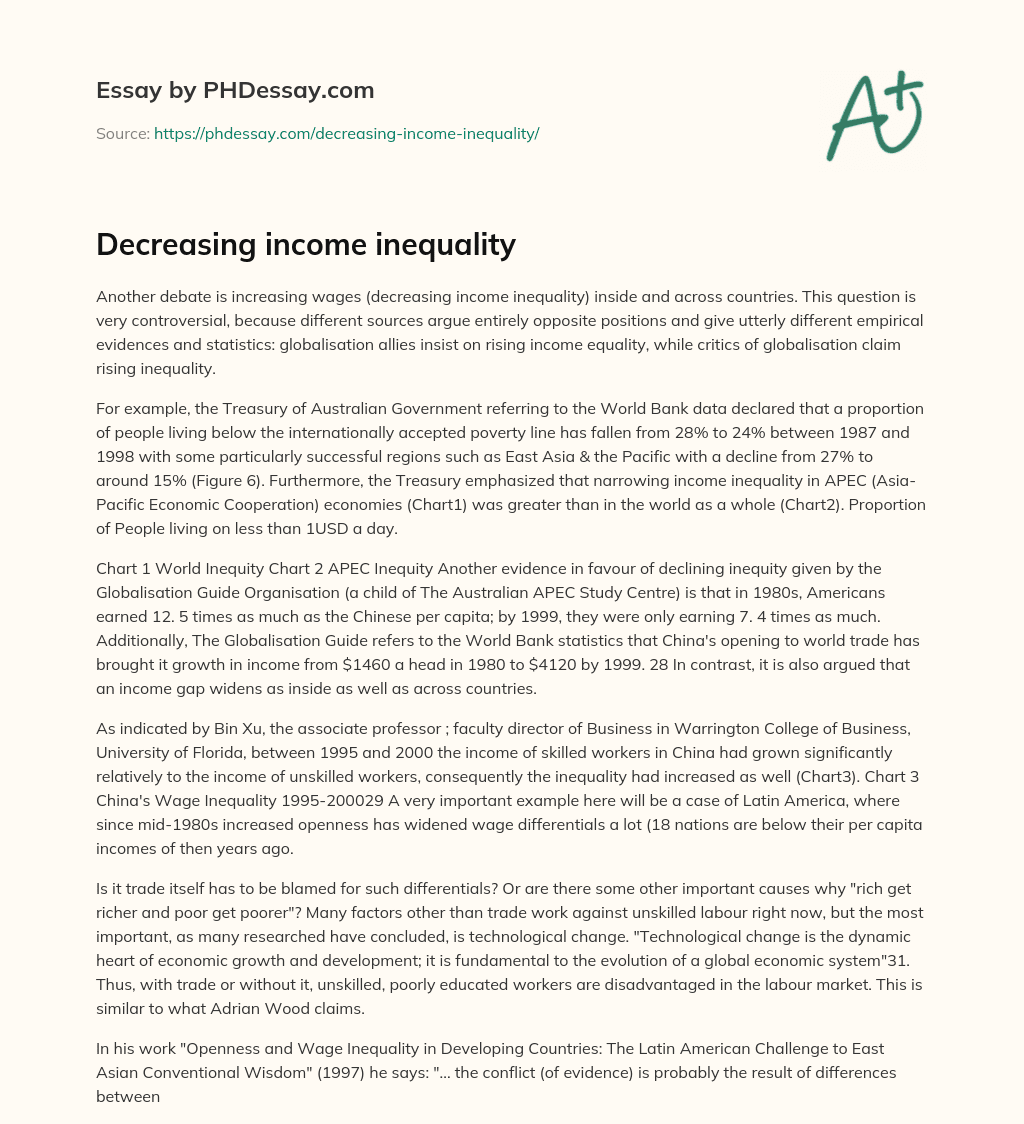 Decreasing income inequality - PHDessay.com