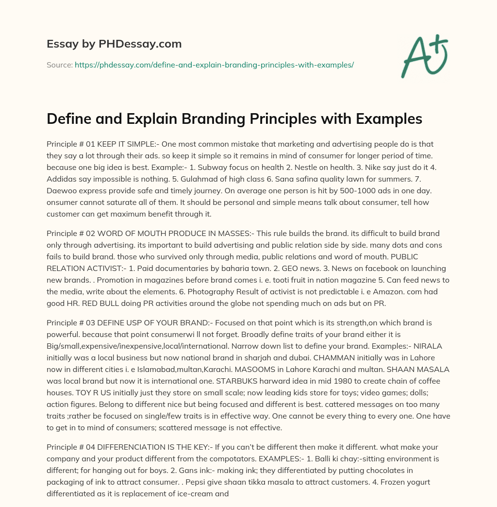 Define and Explain Branding Principles with Examples - PHDessay.com