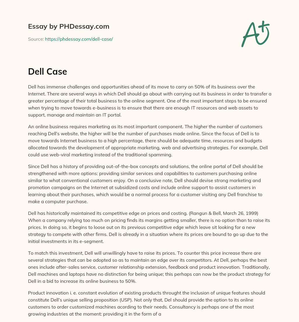 Dell Case (600 Words) - PHDessay.com