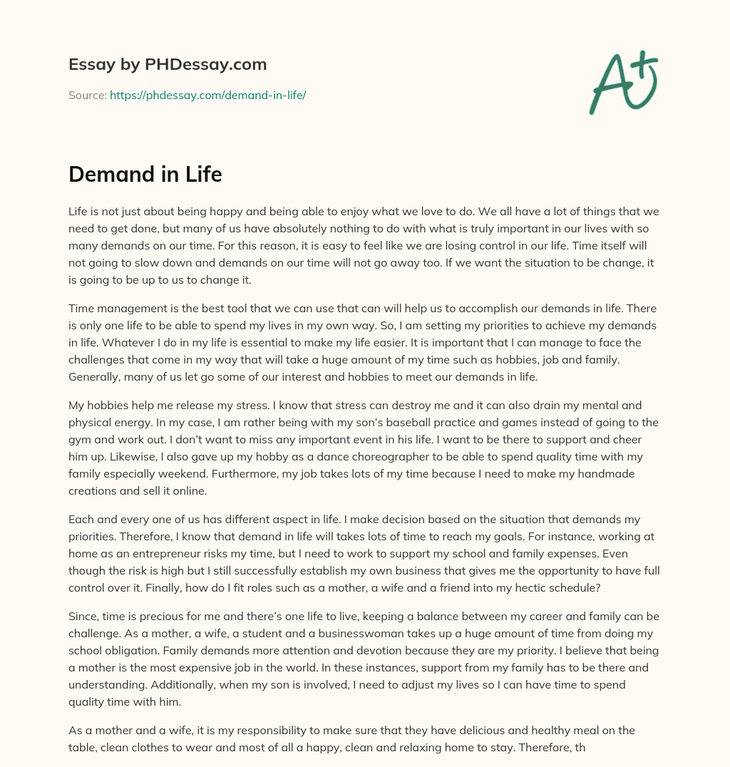 Demand in Life - PHDessay.com