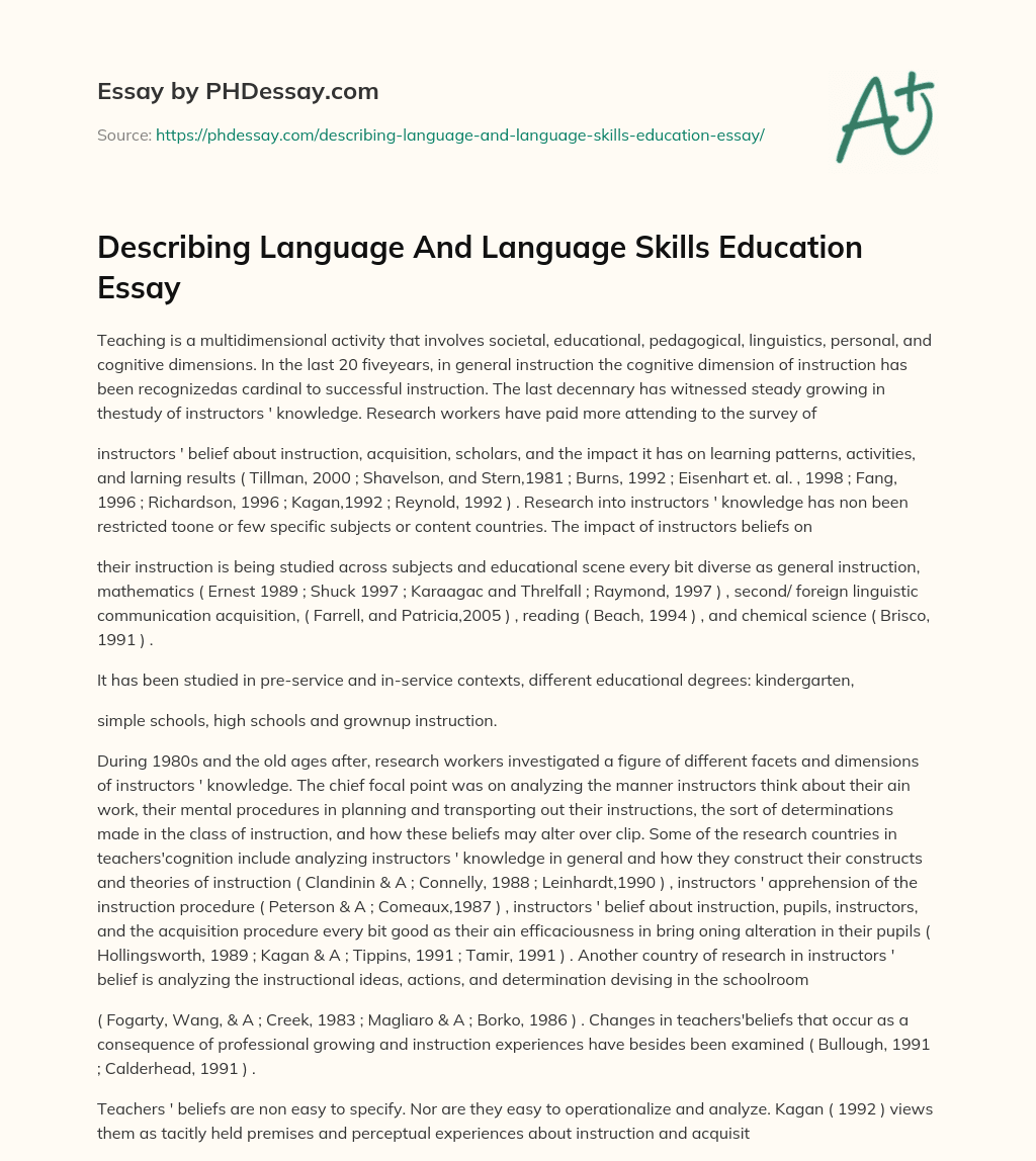 Describing Language And Language Skills Education Essay - PHDessay.com