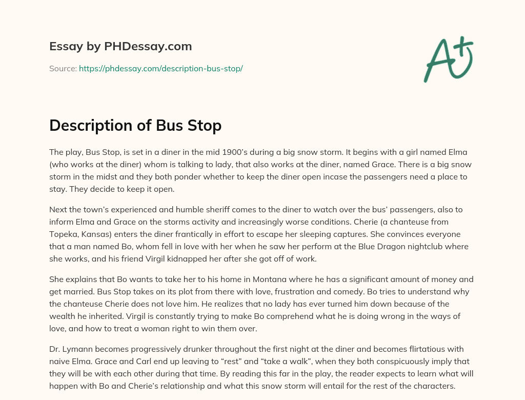 Description Of Bus Stop 300 Words PHDessay