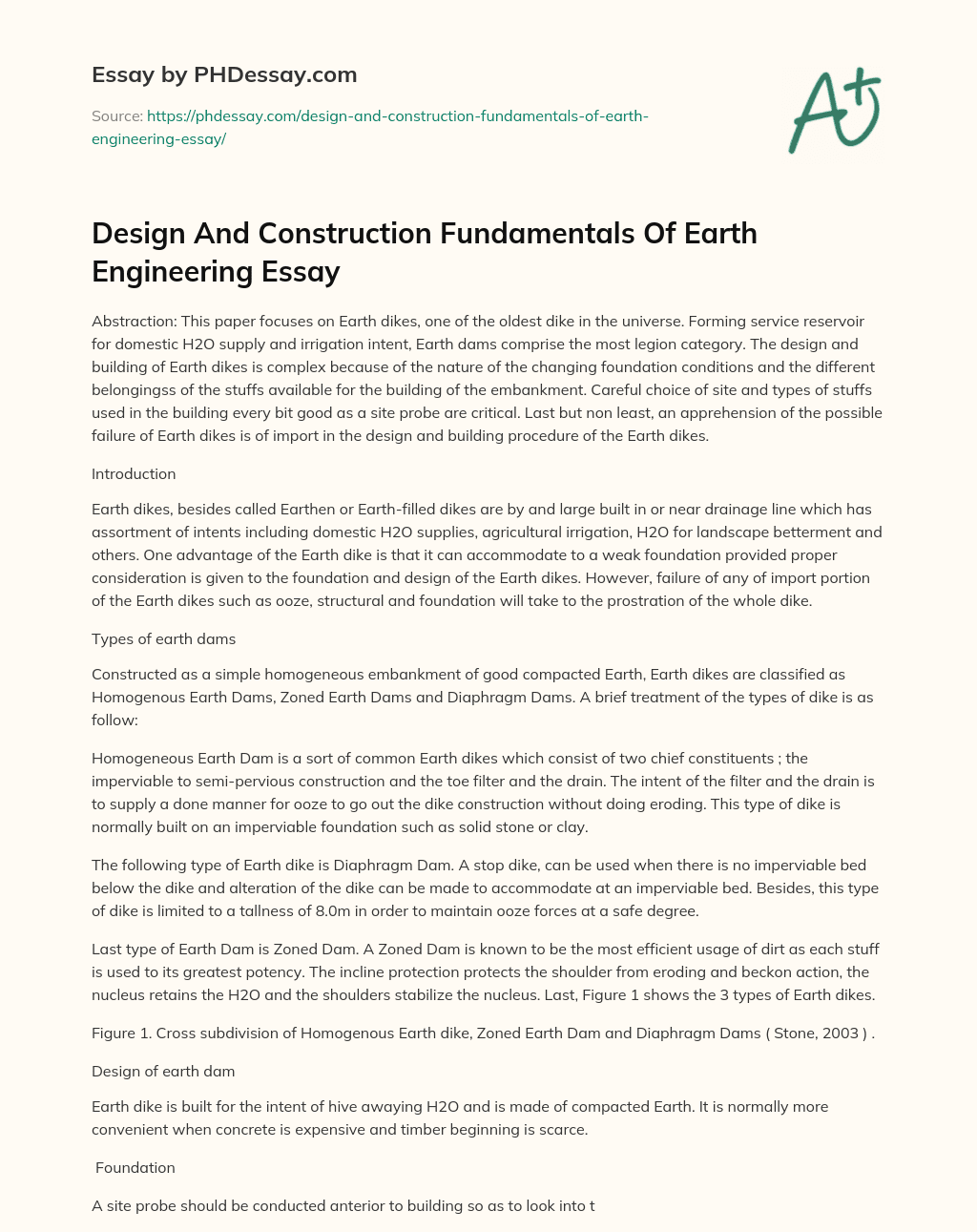 Design And Construction Fundamentals Of Earth Engineering Essay ...