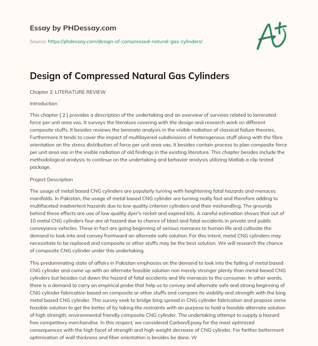 Design of Compressed Natural Gas Cylinders - PHDessay.com