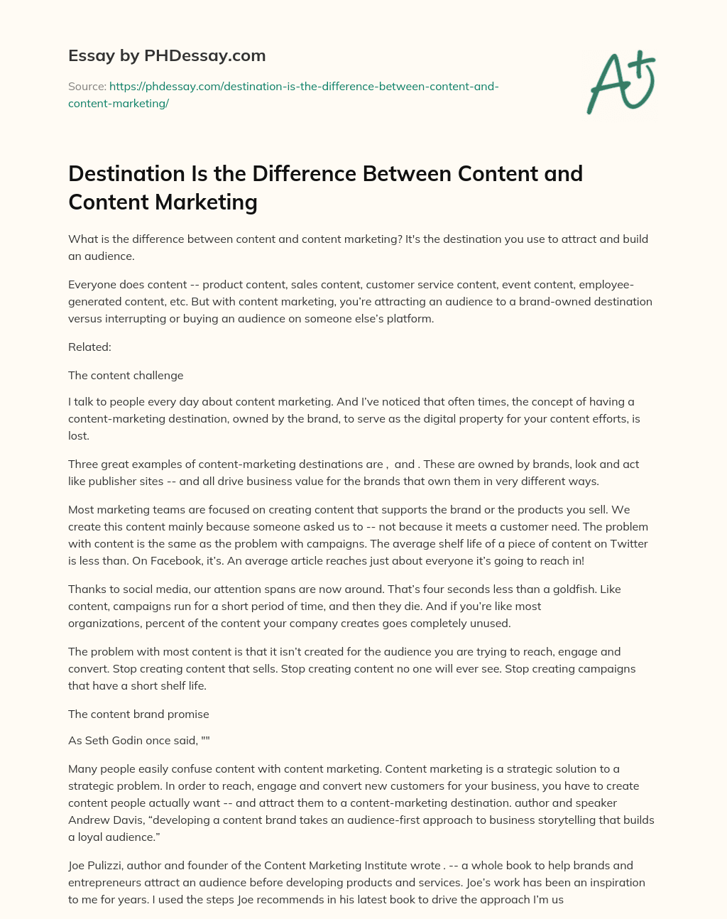 Destination Is the Difference Between Content and Content Marketing ...