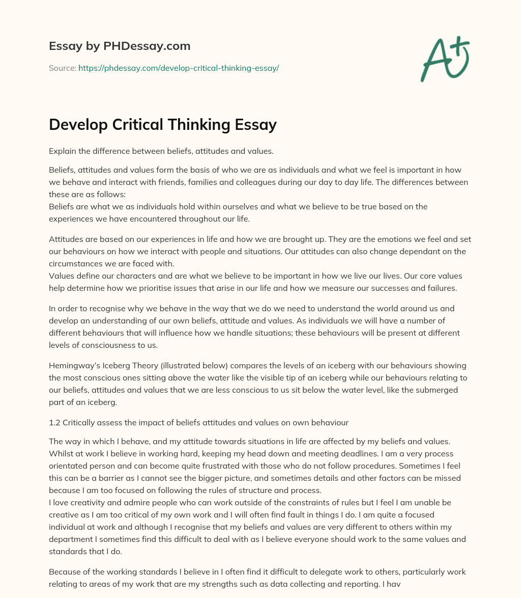 Develop Critical Thinking Essay - PHDessay.com