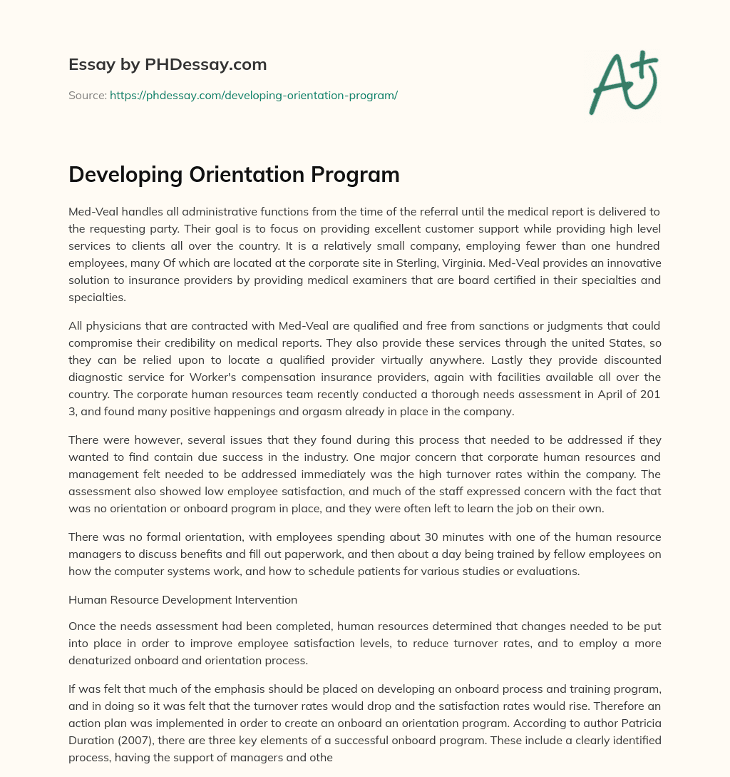 Developing Orientation Program - PHDessay.com